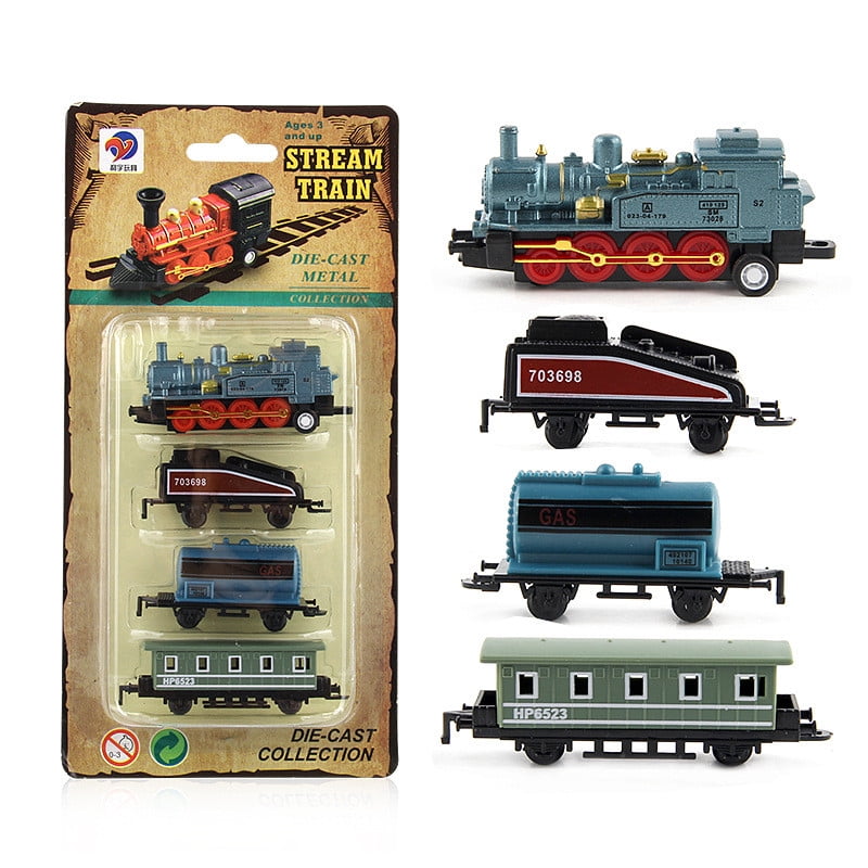 Diecast 1:60 Alloy Toy Car Vehicles Retro Steam Train Pull Back Model ...