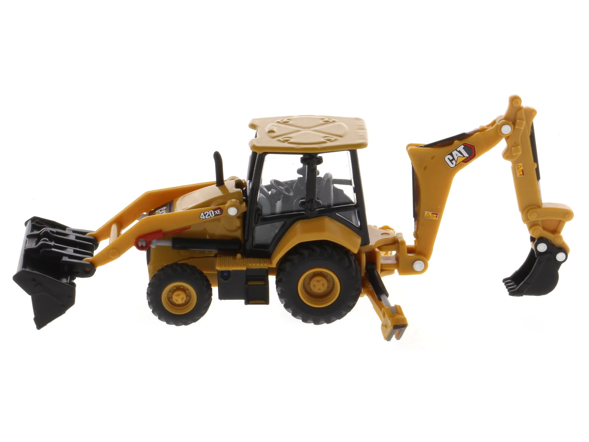 Diecast CAT Caterpillar 420 XE Backhoe Loader with Work Tools Yellow 1/ ...