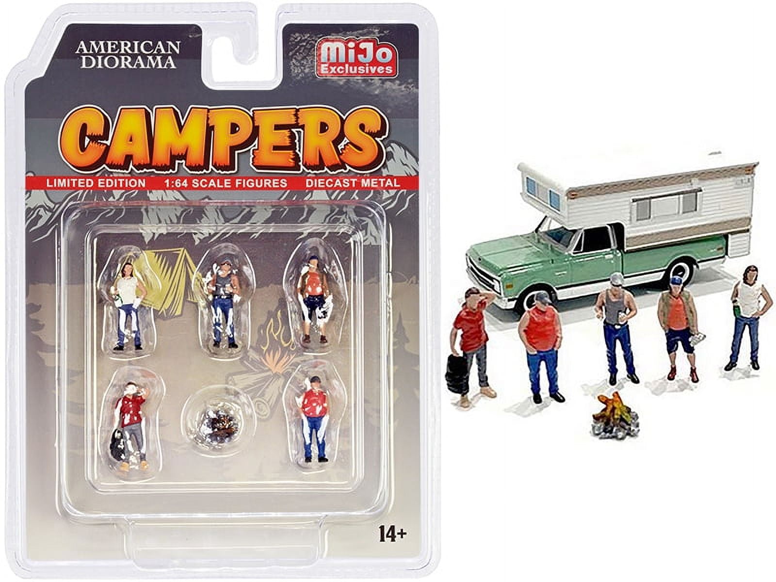 "Campers" 6 piece Diecast Set (5 Figurines and 1 Accessory) for 1/64 ...