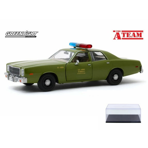 Diecast Car w/Display Case - 1977 Plymouth Fury, U.S. Army Police 'The A-Team' - Greenlight ...