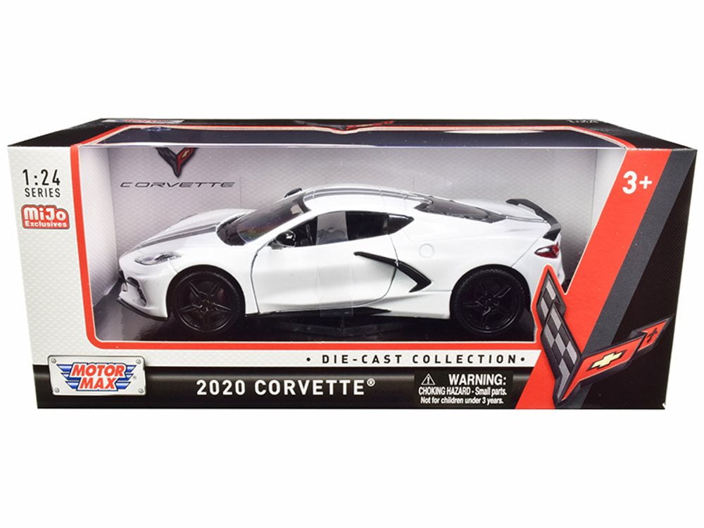 Diecast Car w/Display Case - 2020 Chevy Corvette C8 Stingray, White ...