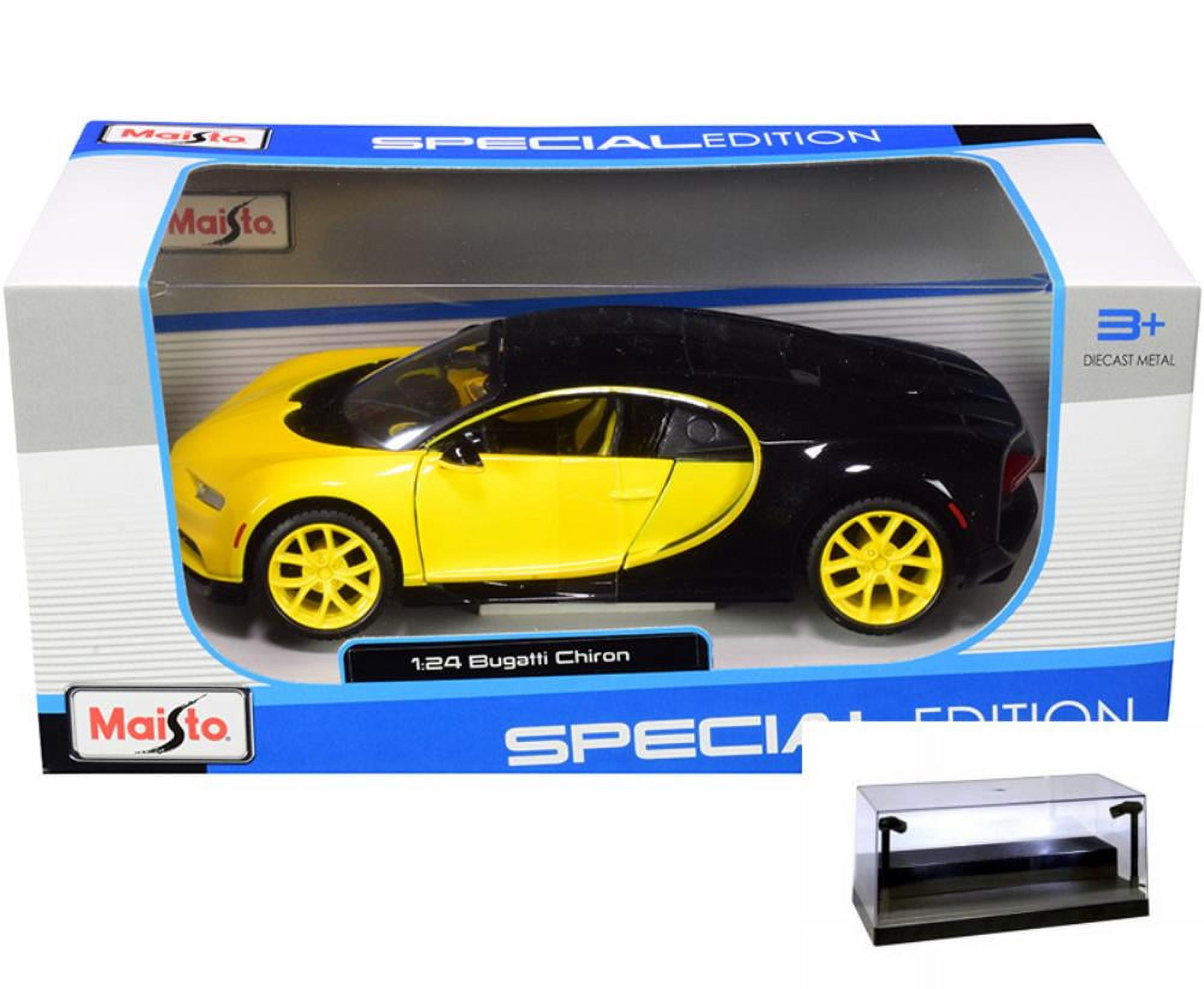 Diecast Car w/Display Case - Bugatti Chiron, Yellow and Black - Maisto ...