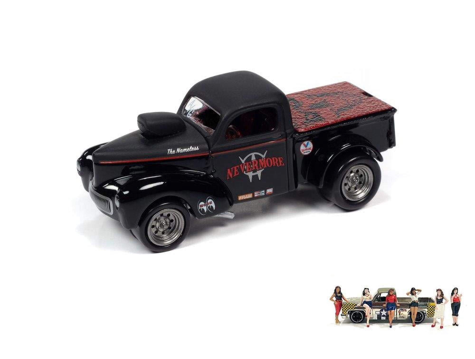 Diecast Car w/Pin-Up Girls Figurine Set - 1941 Willys Gasser Pickup ...