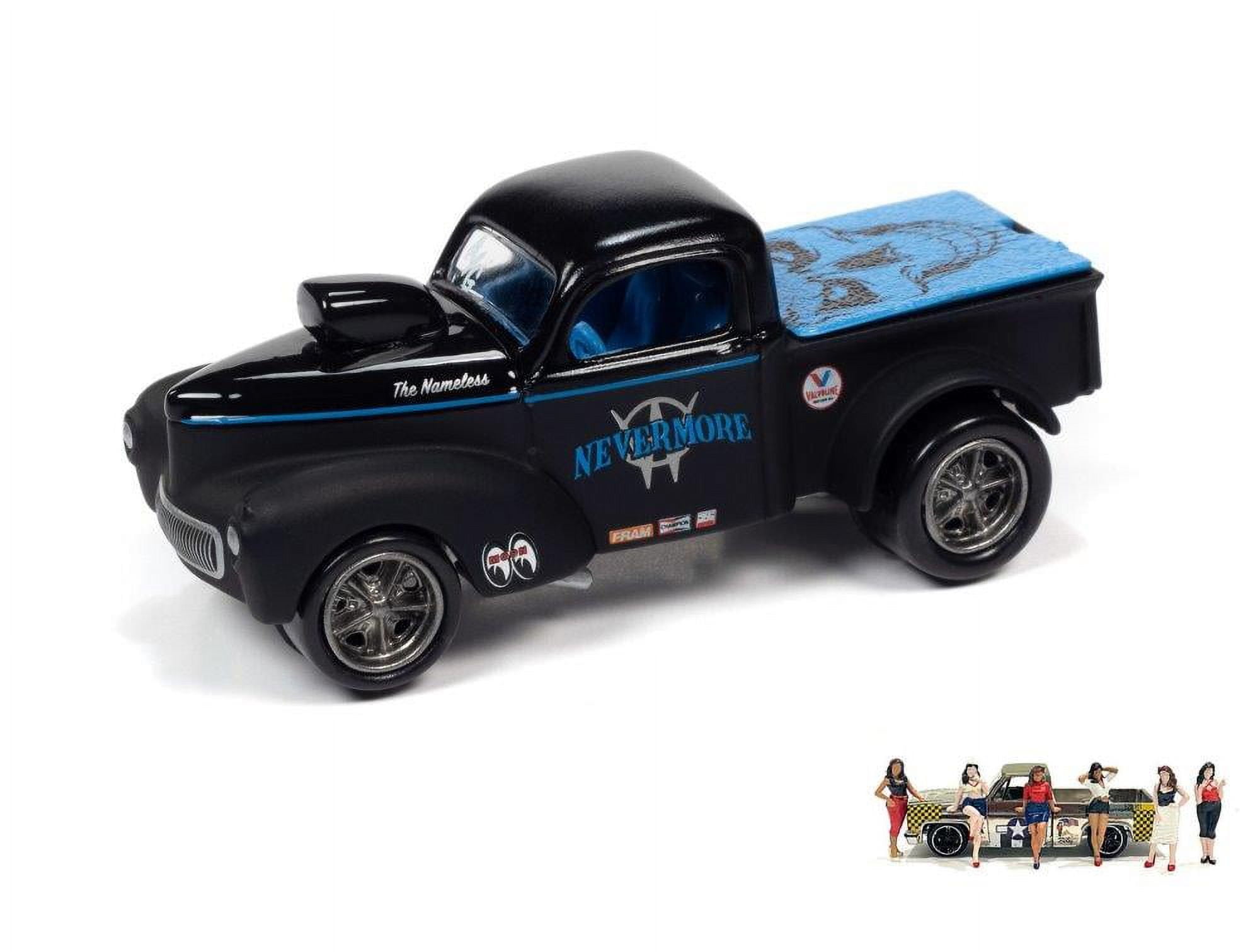 Diecast Car w/Pin-Up Girls Figurine Set - 1941 Willys Gasser PickupÂ ...