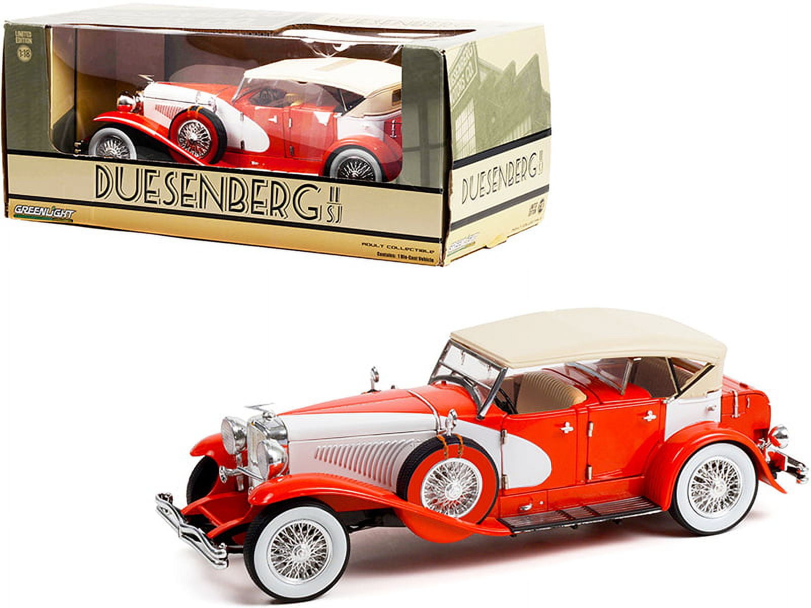Diecast Duesenberg II SJ Red and White with Tan Top 1/18 Diecast Model ...