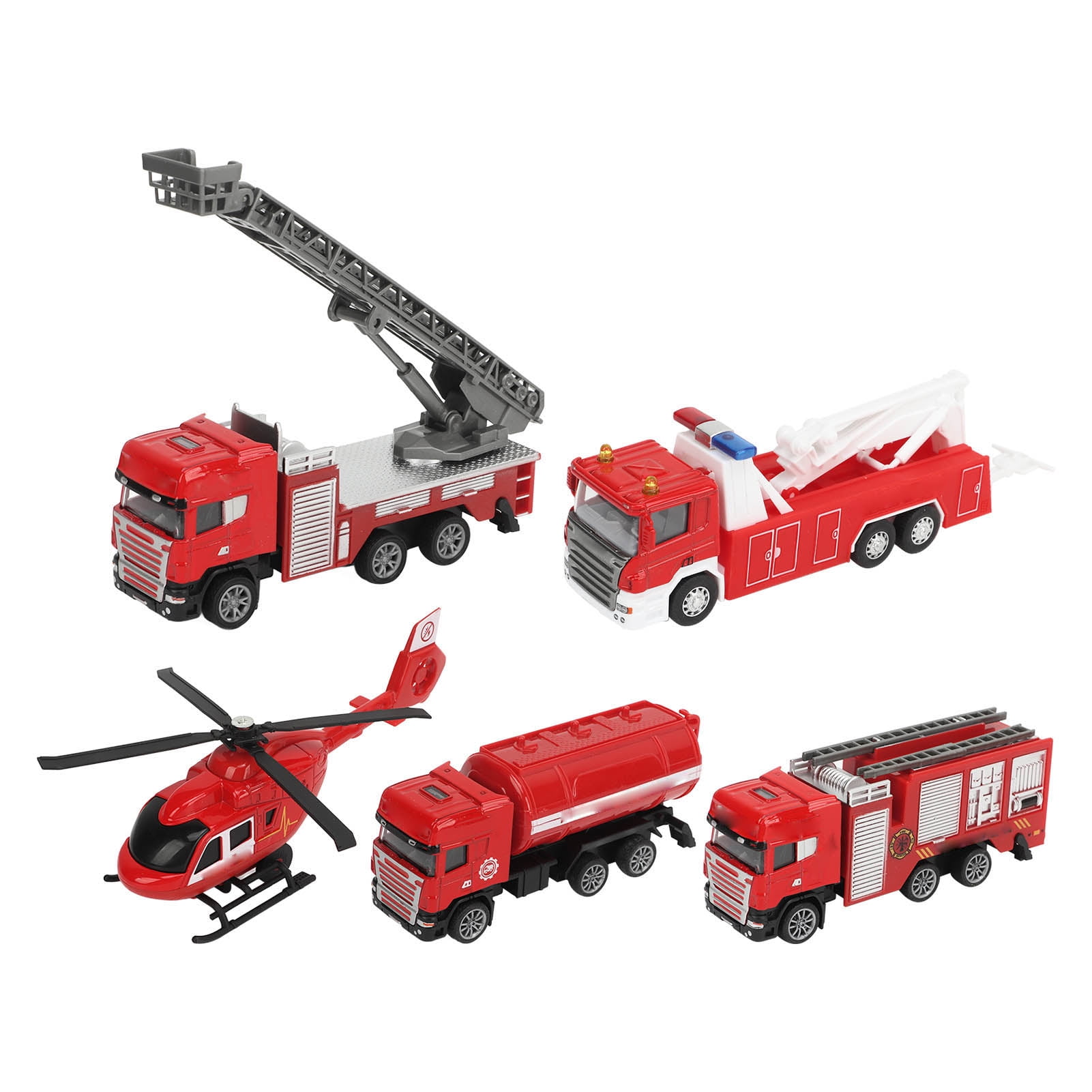 Diecast Fire Truck Vehicle Toy Set - 6pcs Pull Back Emergency ...