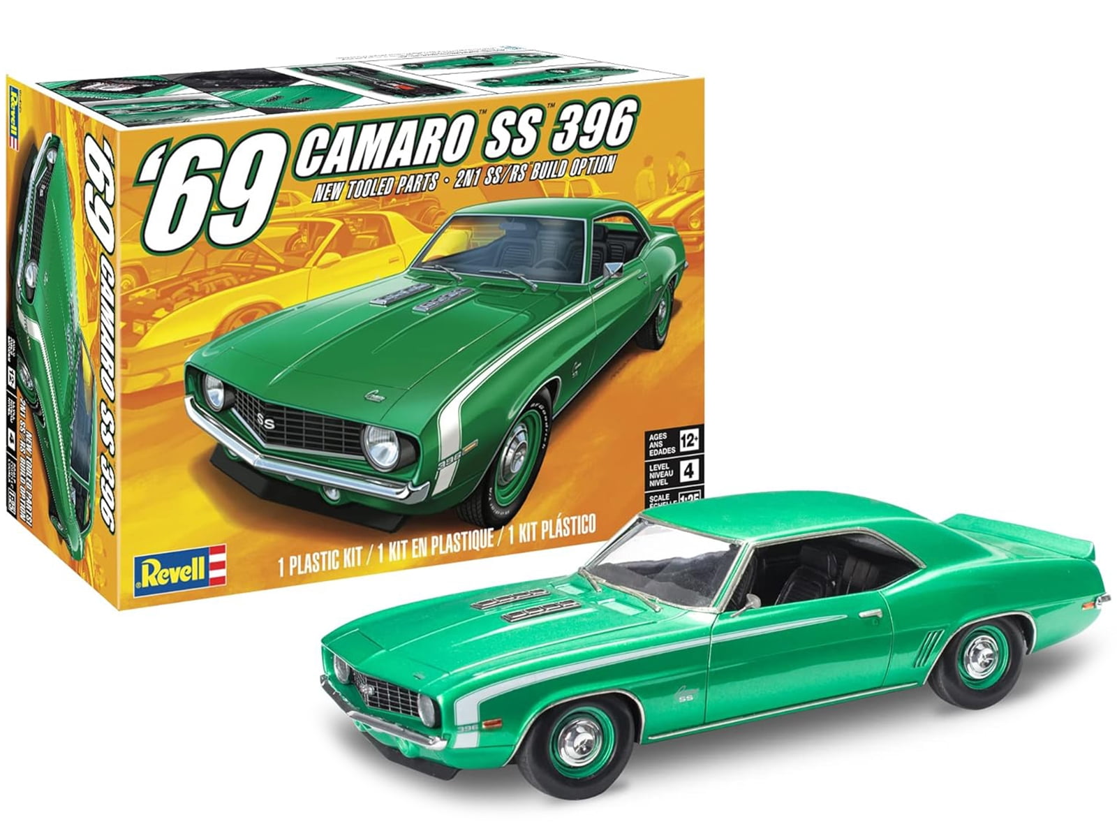 Diecast Level 4 Model Kit 1969 Chevrolet Camaro 396 2-in-1 Kit 1/25 ...