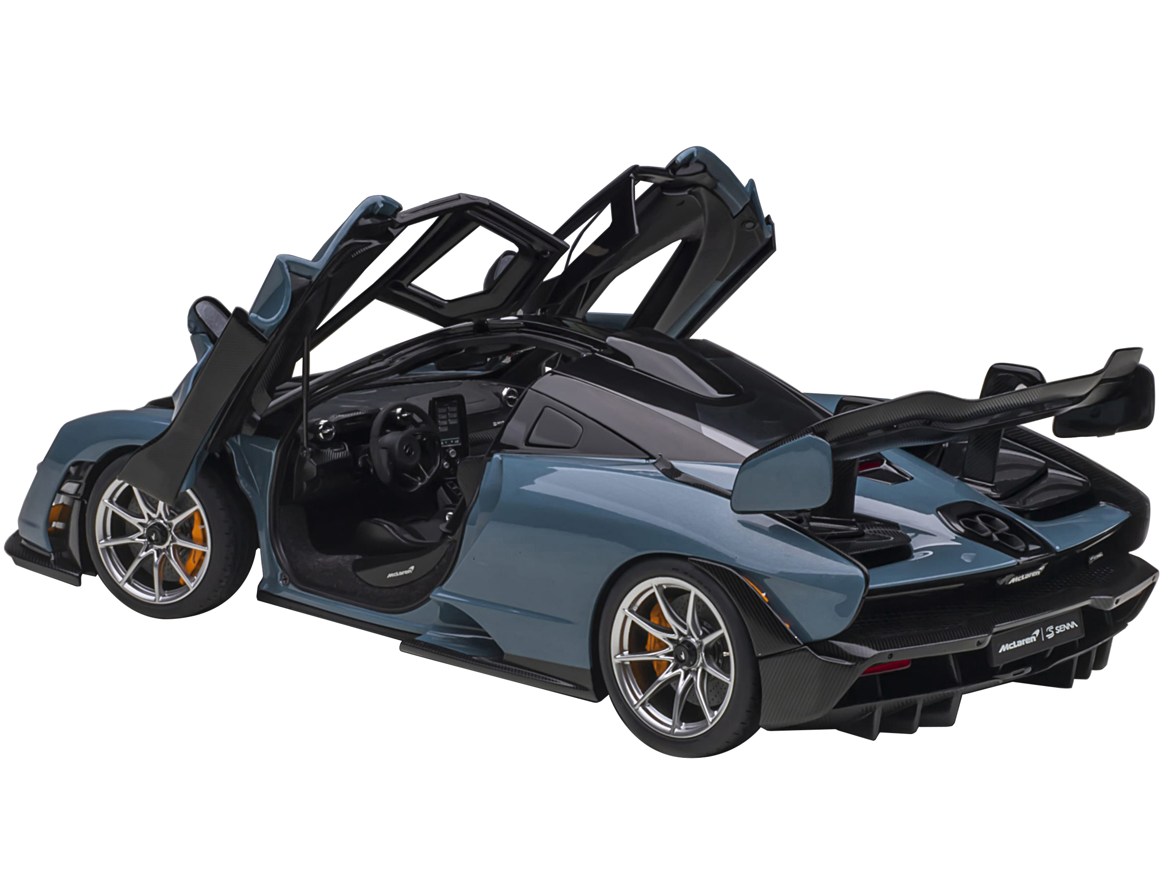 Diecast Mclaren Senna Vision Victory Gray and Black with Carbon Accents ...