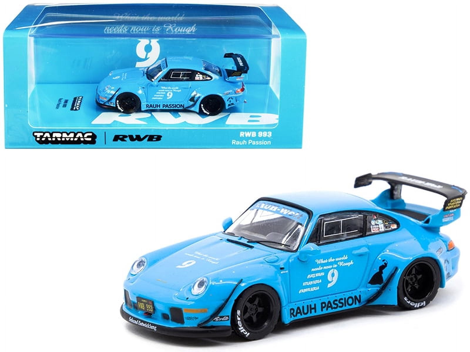 Diecast Porsche RWB 993 #9 "Rauh Passion" Bright Blue with Graphics 1/ ...