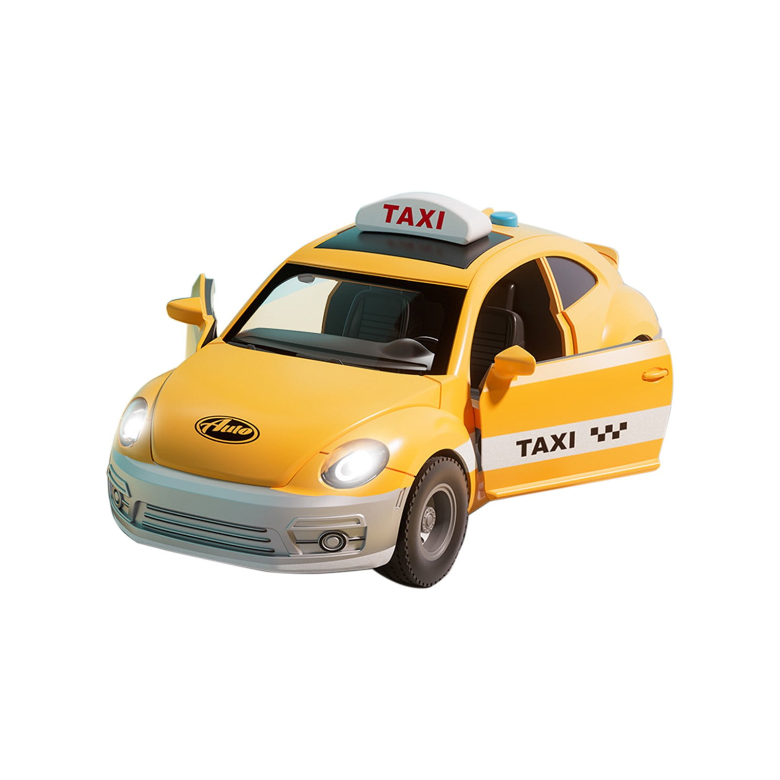 Diecast Pullback Taxi Cab Model Car - 1:40 Scale Yellow Taxi with ...