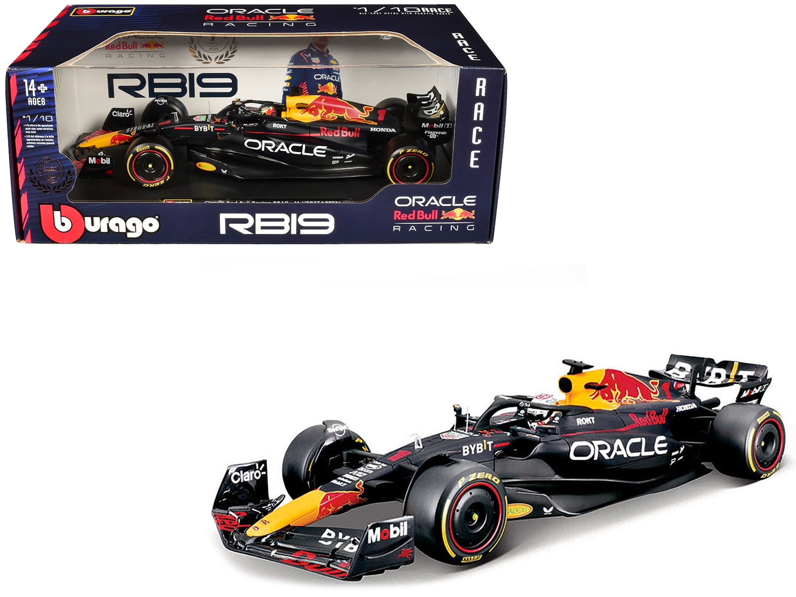 Diecast Red Bull Racing RB19 #1 Max Verstappen "Oracle" Champion ...