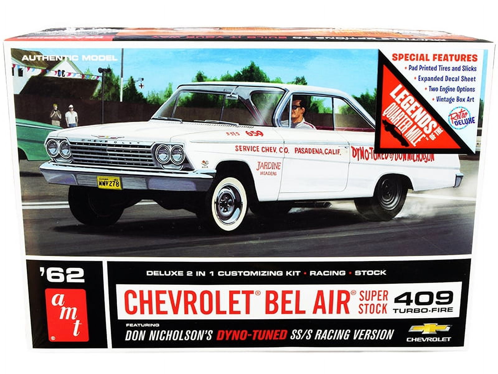 Diecast Skill 2 Model Kit 1962 Chevrolet Bel Air Super Stock 409 Turbo ...