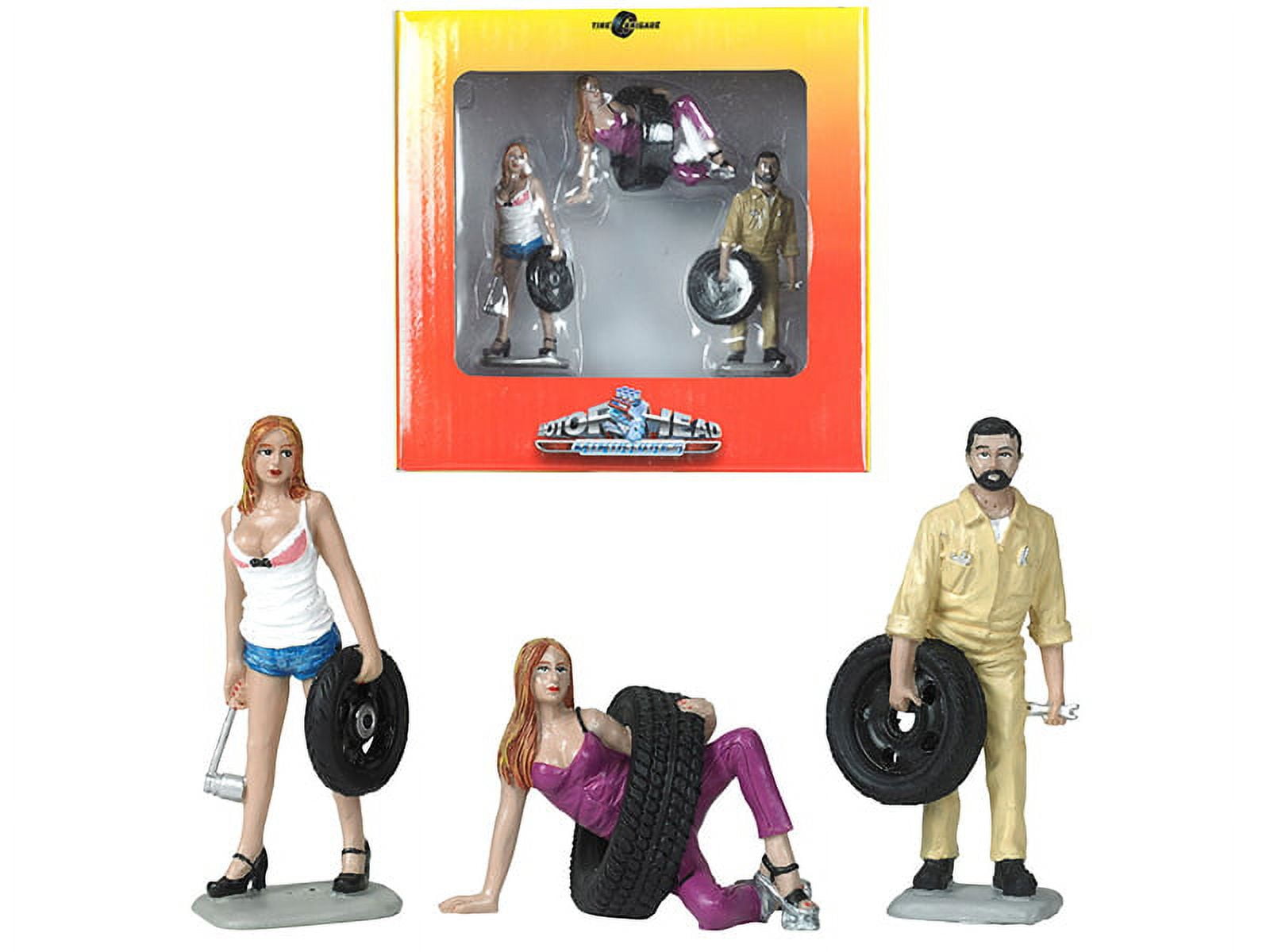 Val, Meg and Gary Tire Brigade 3 piece Figurine Set 1/24 by Motorhead ...