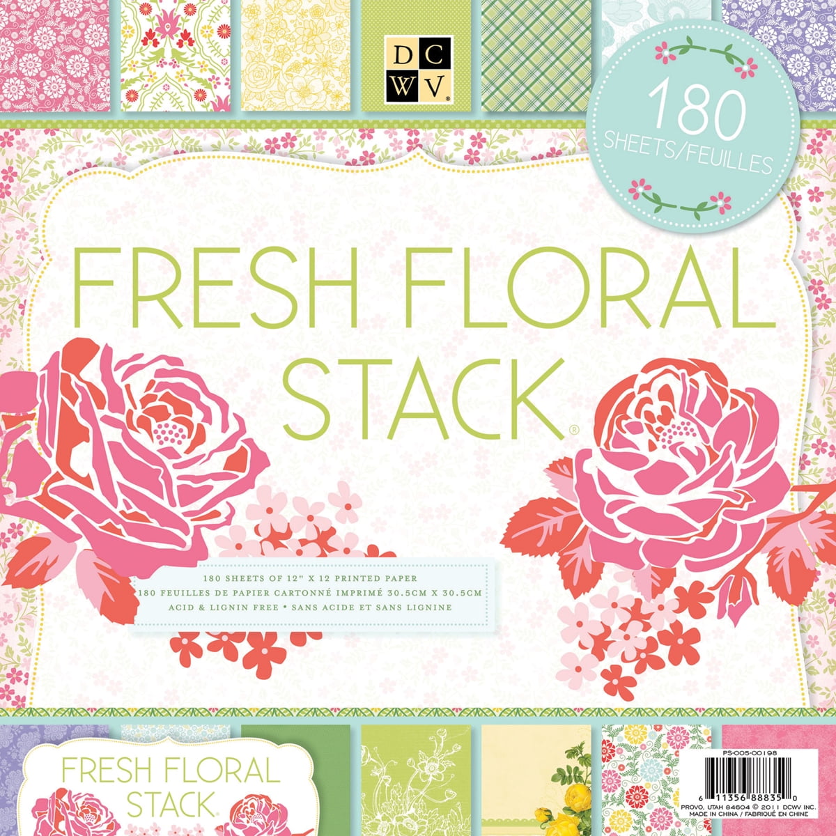 Fresh Floral; 60 Designs/3 Each - DCWV Paper Stack 12"X12" 180/Sheets ...