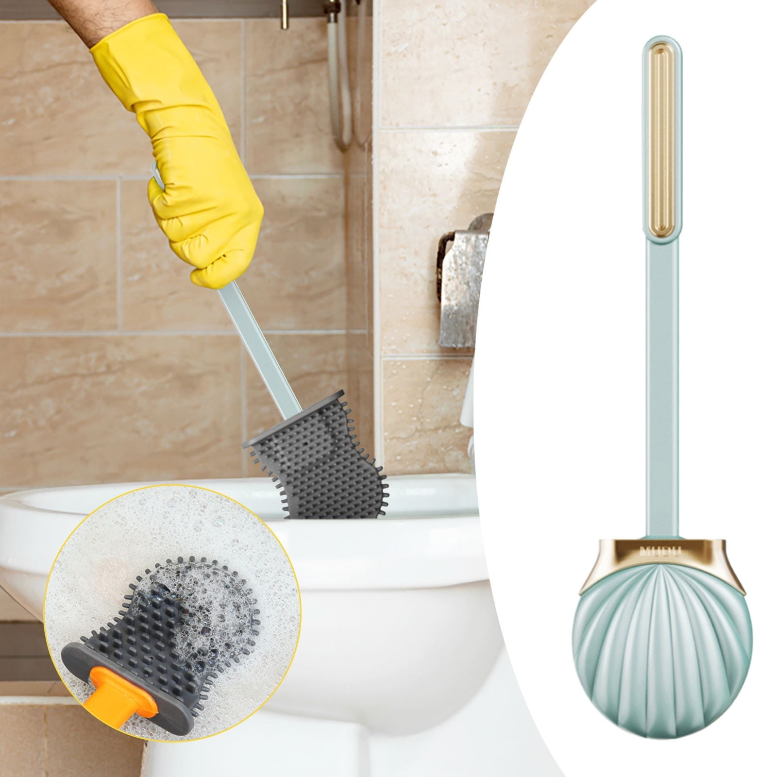 Dieely Toilet Bowl Brush Silicone Toilet Brush Shell Bracket Set 360 ...