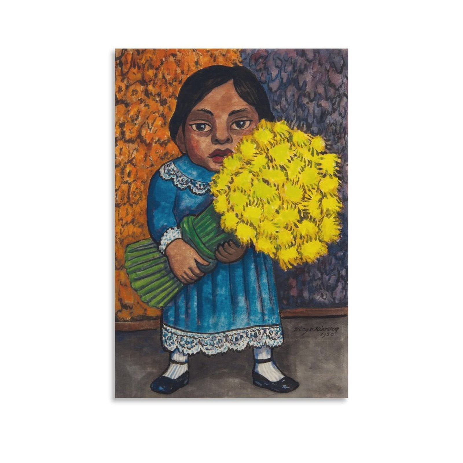 Diego Rivera 《Girl Holding Yellow Flowers》 Wall Art Prints Paintings ...
