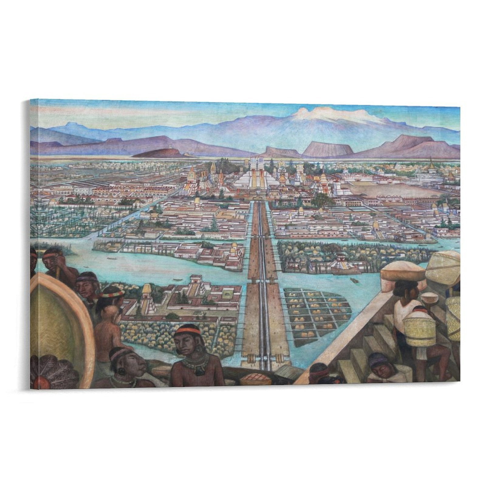 Diego Rivera 《Mural of The Aztec City of Tenochtitlan》 Poster Canvas ...