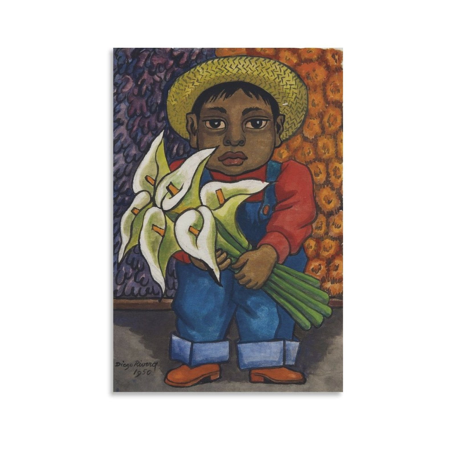 Diego Rivera 《The Flower Vendor, Boy with Lilies》 Wall Art Prints ...