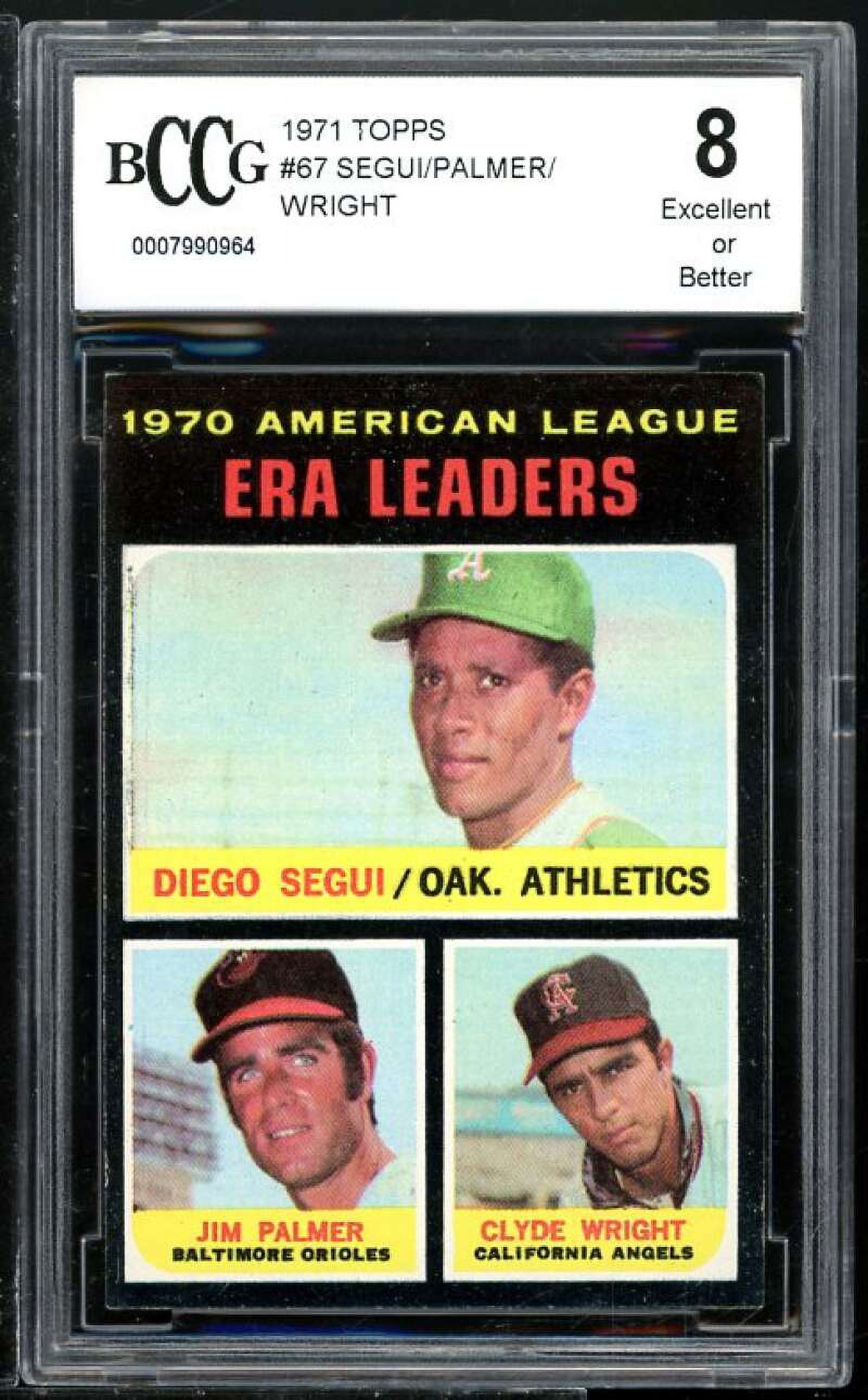 Diego Segui/Jim Palmer/Clyde Wright LL Card 1971 Topps #67 BGS BCCG 8 ...