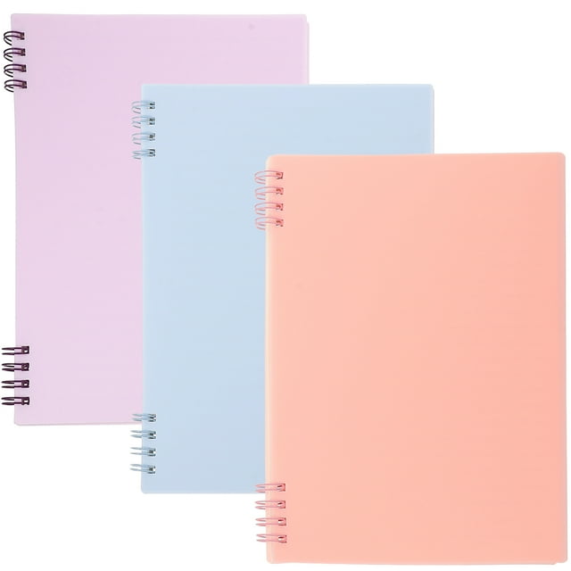Diekin 3Pcs Spiral Notebook Plastic Cover Notebook Portable Academic ...