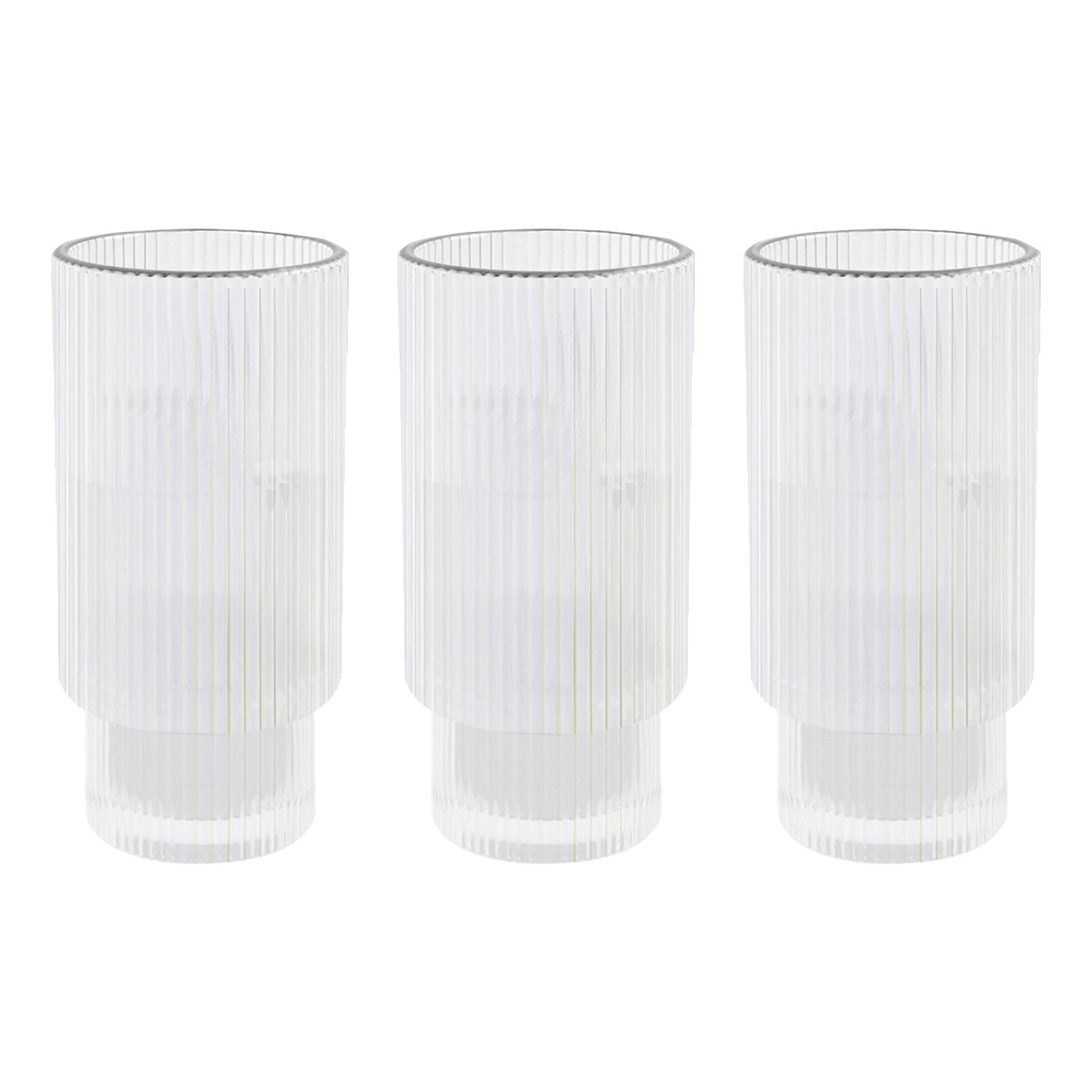 Dienrx Clearance 3Pc Glass, Cup*3, 350Ml Vertical Striped Double Glass Drink Cup Suitable for ...