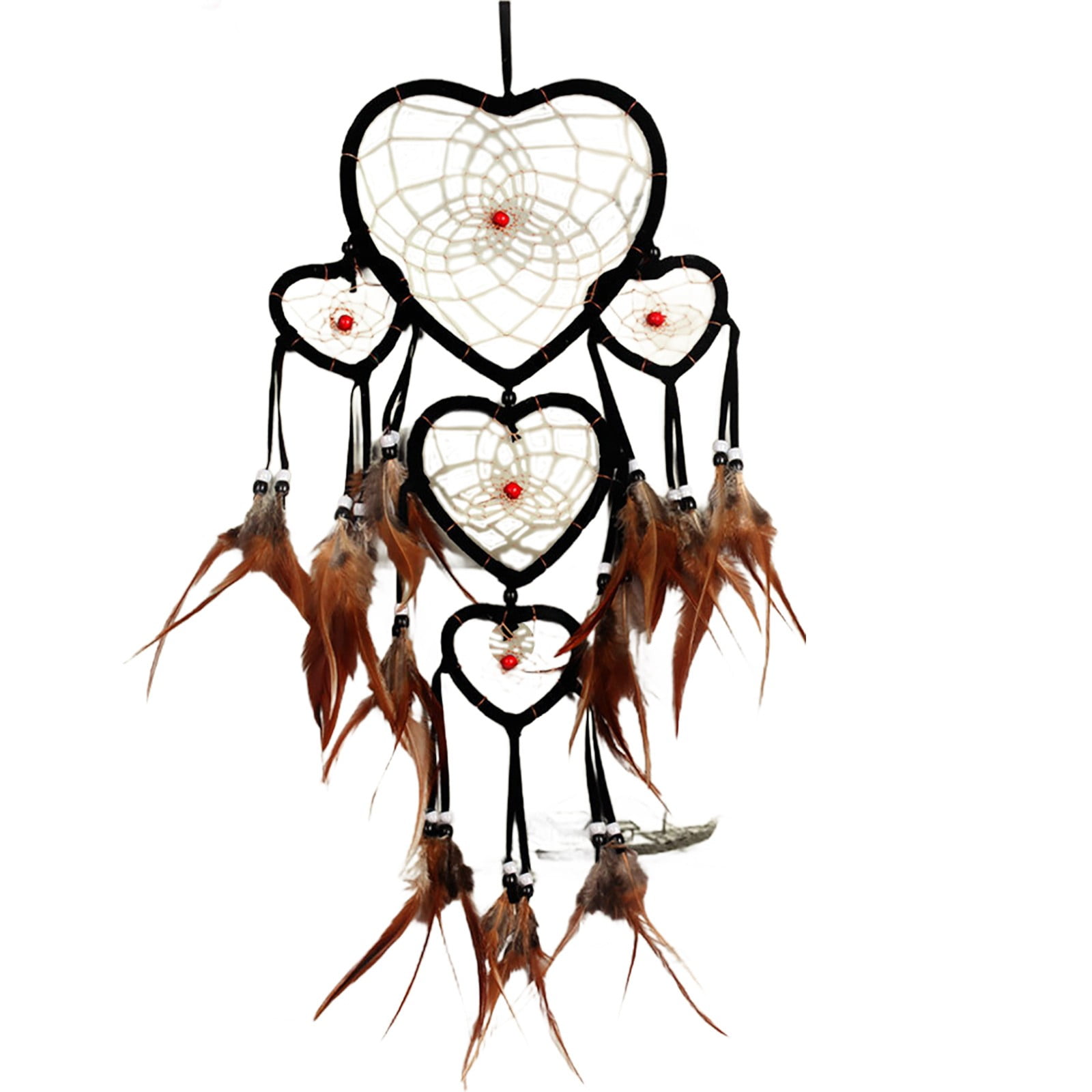 Dienrx Heart-Shaped Five-Ring Dream Catcher, Peach Heart Five Ring ...