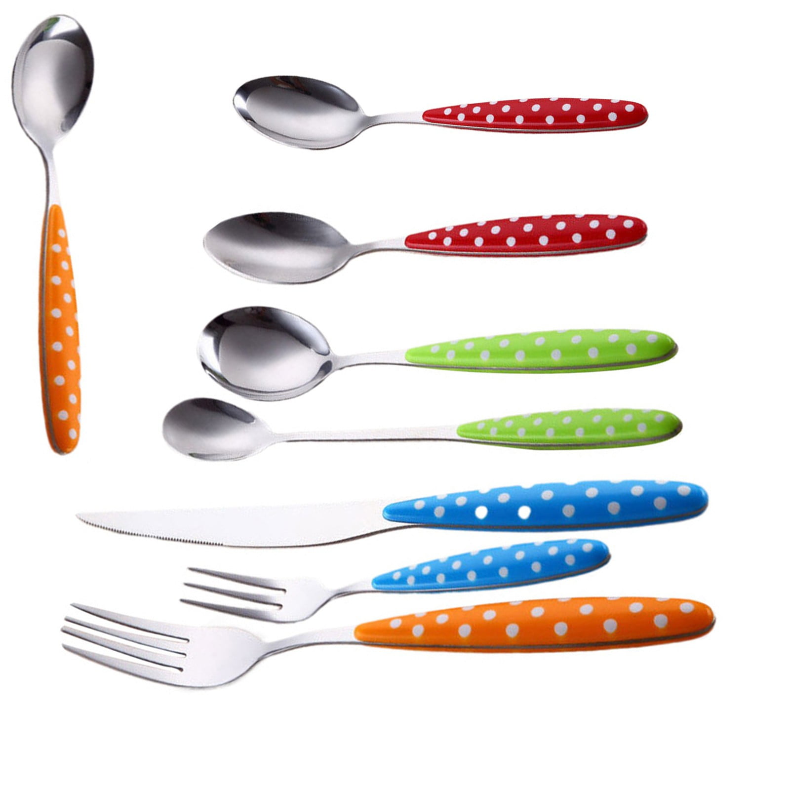 Dienrx Polka Dot Pattern Knife and Fork Set, 8 Cutlery Set Fork Spoon ...