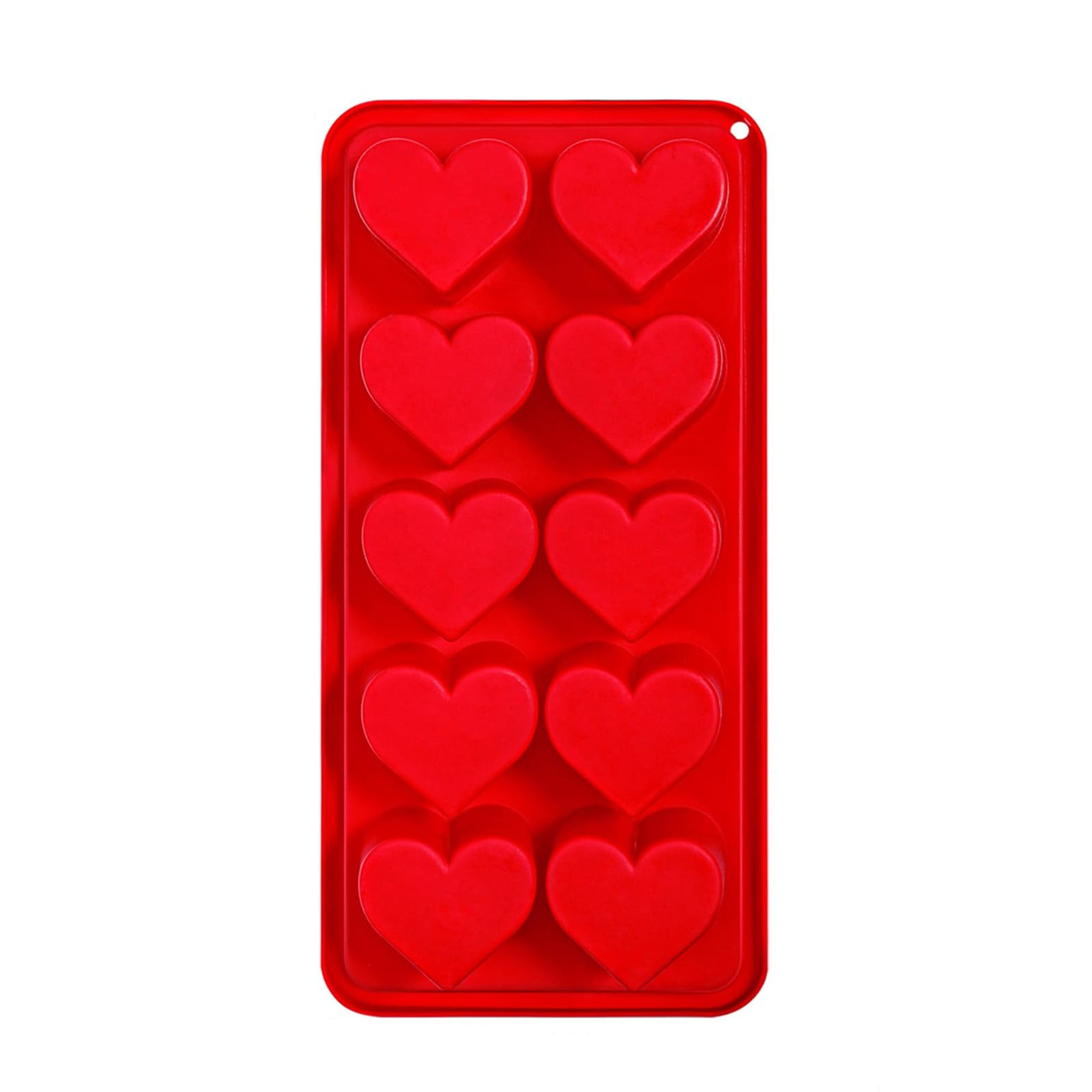 Dienrx Red 10-Cavity Heart Shaped Silicone Mold Tray for Ice Cubes ...