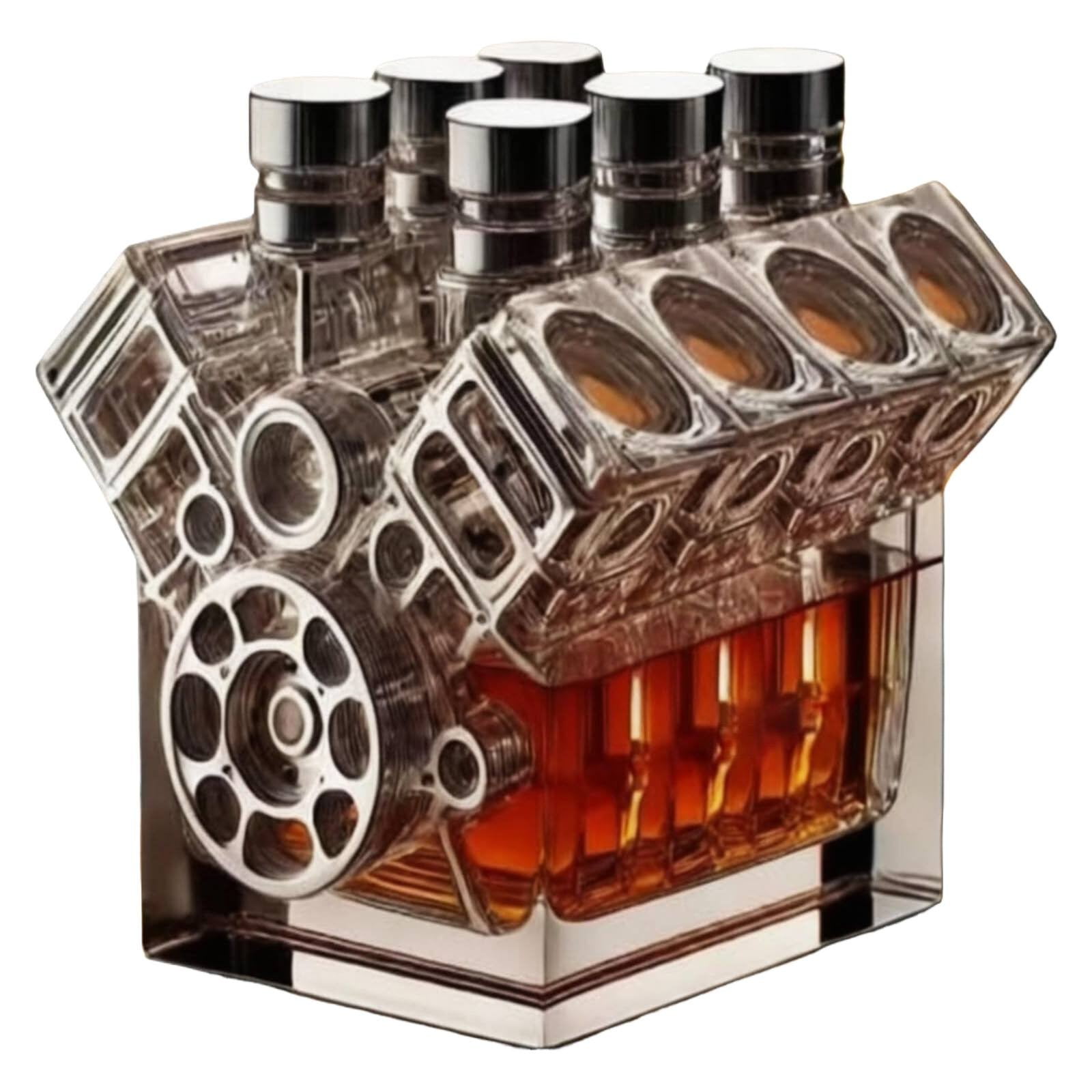 Dienrx V8 Engine Design Glass Wine Divider Bottle - Food-Safe ...