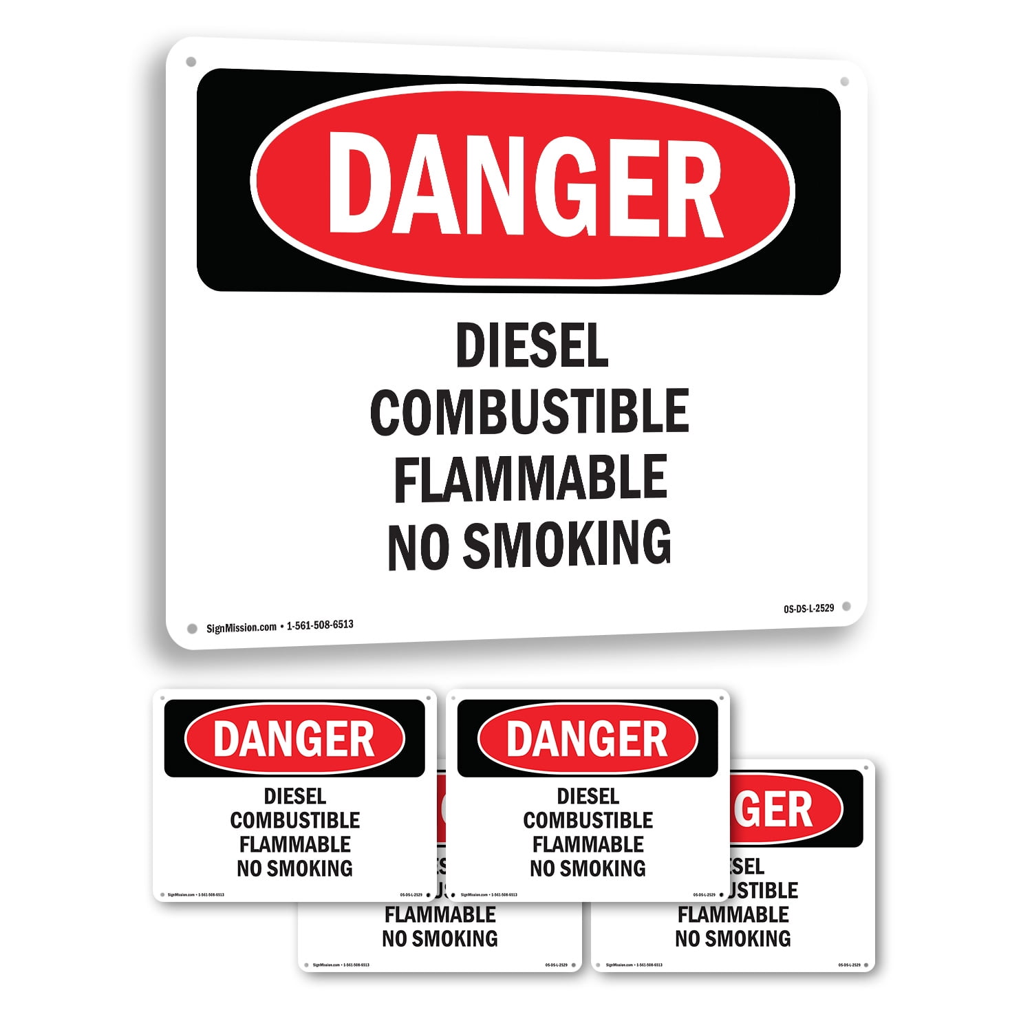 Diesel Combustible Flammable No Smoking OSHA Danger Aluminum Sign 10 ...