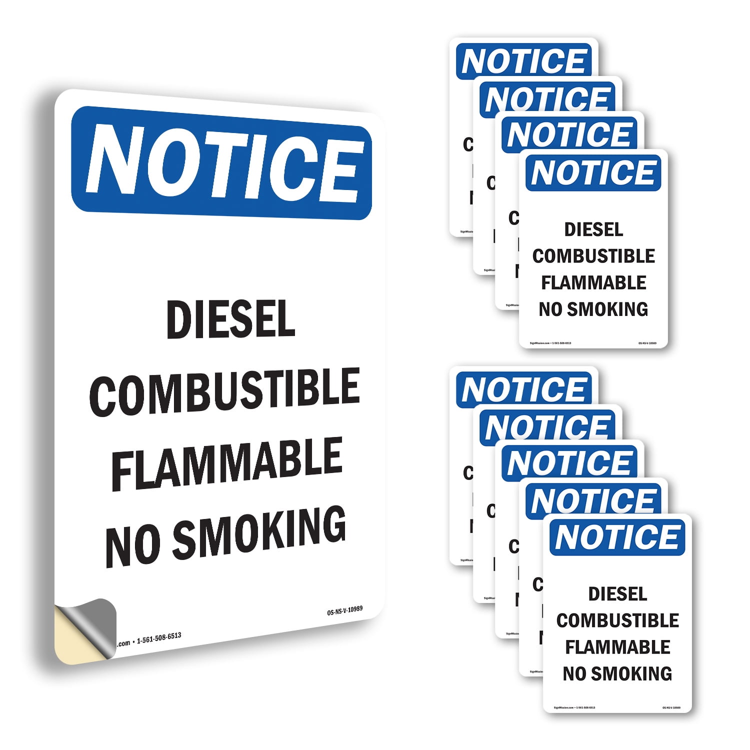 Diesel Combustible Flammable No Smoking OSHA Notice Vinyl Decal Label ...