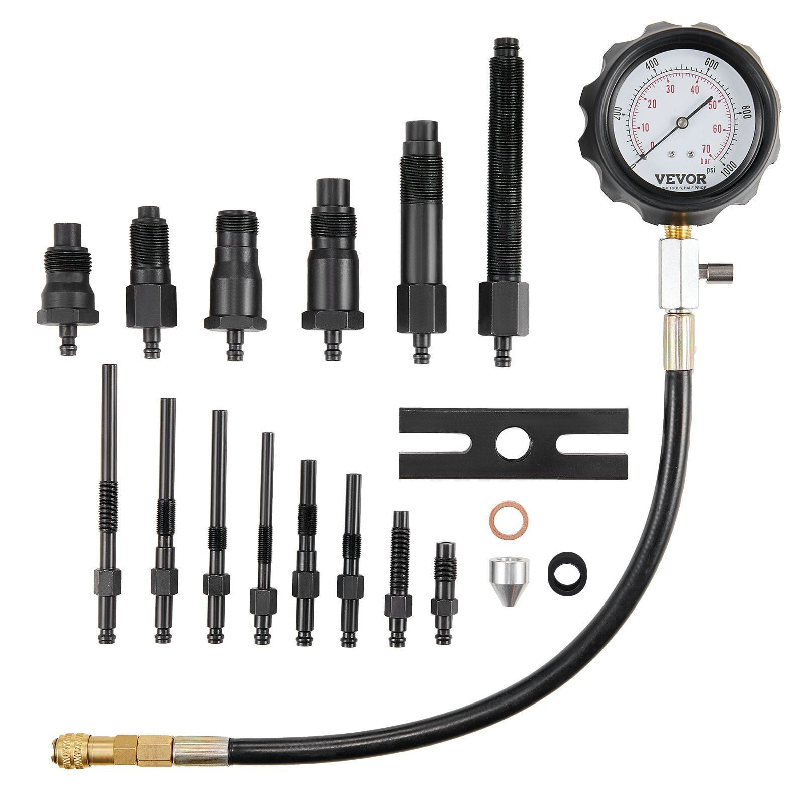 Diesel Engine Compression Test Kit, 0-1000 PSI Gauge with Adapters for ...