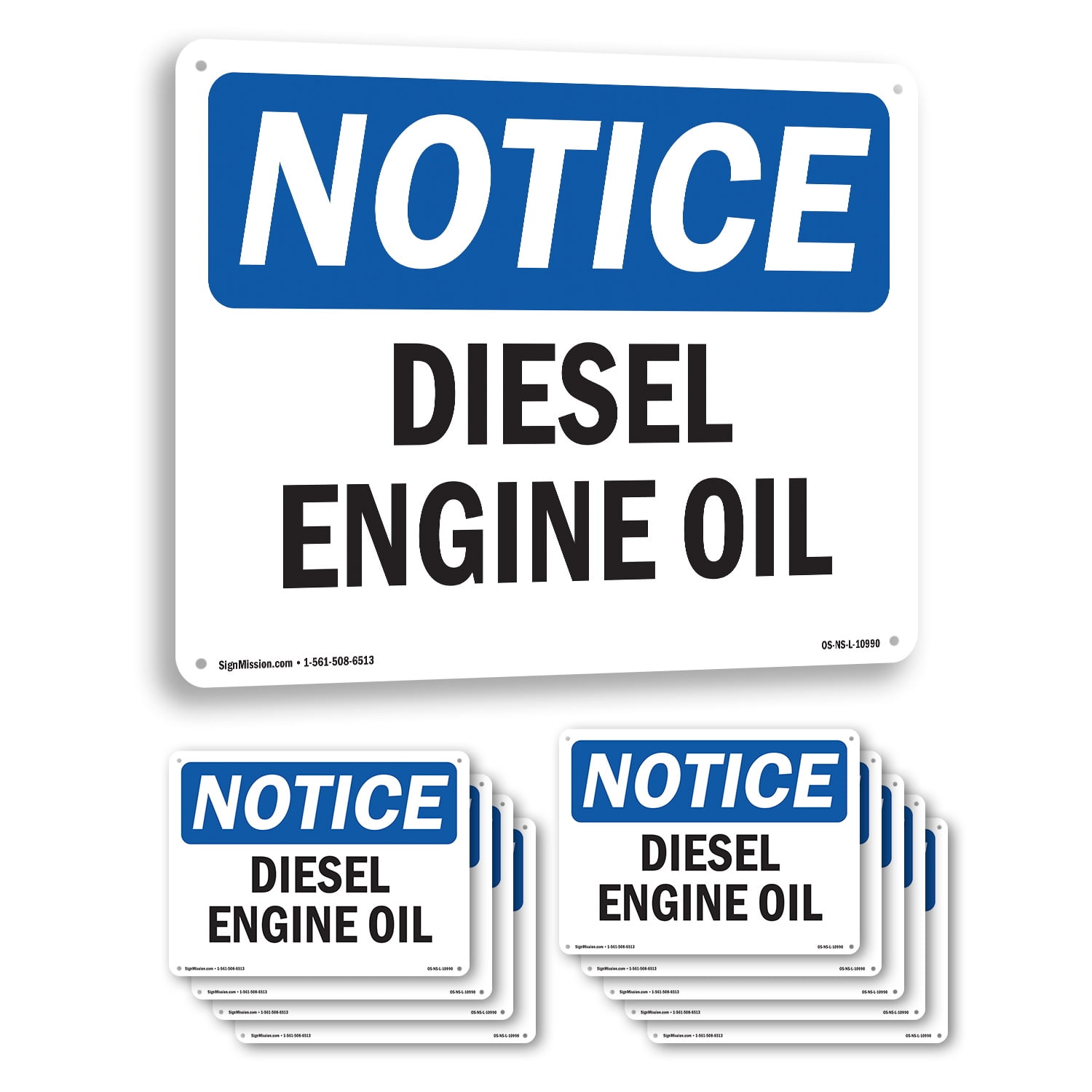 Diesel Engine Oil OSHA Notice Aluminum Sign 10 Inch x 7 Inch - 10 Pack ...