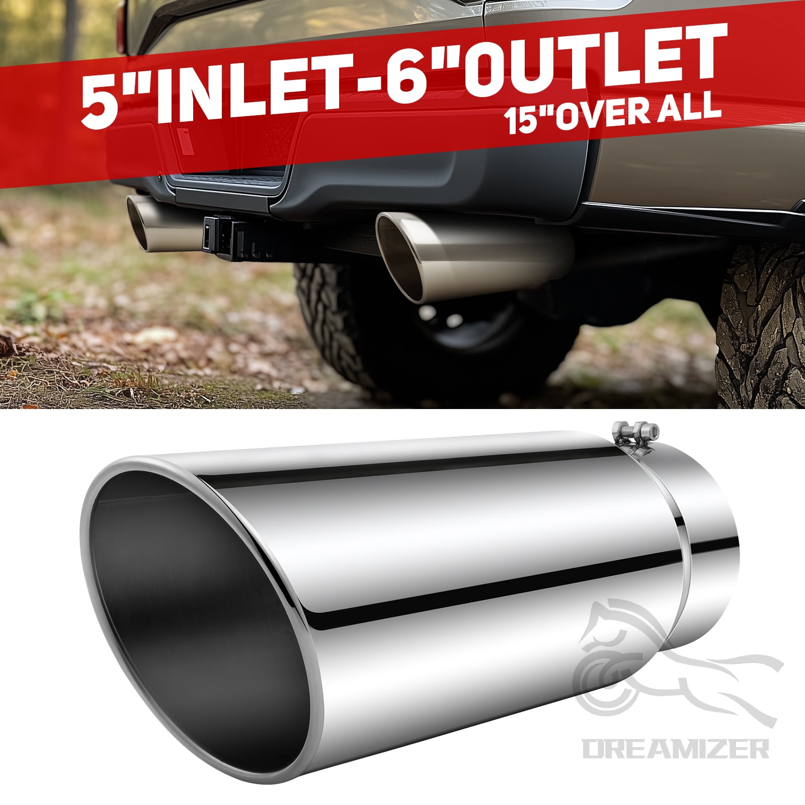 Diesel Exhaust Tip 5" to 6" Stainless Steel Bolt-On Tail Pipe Tips 5 ...