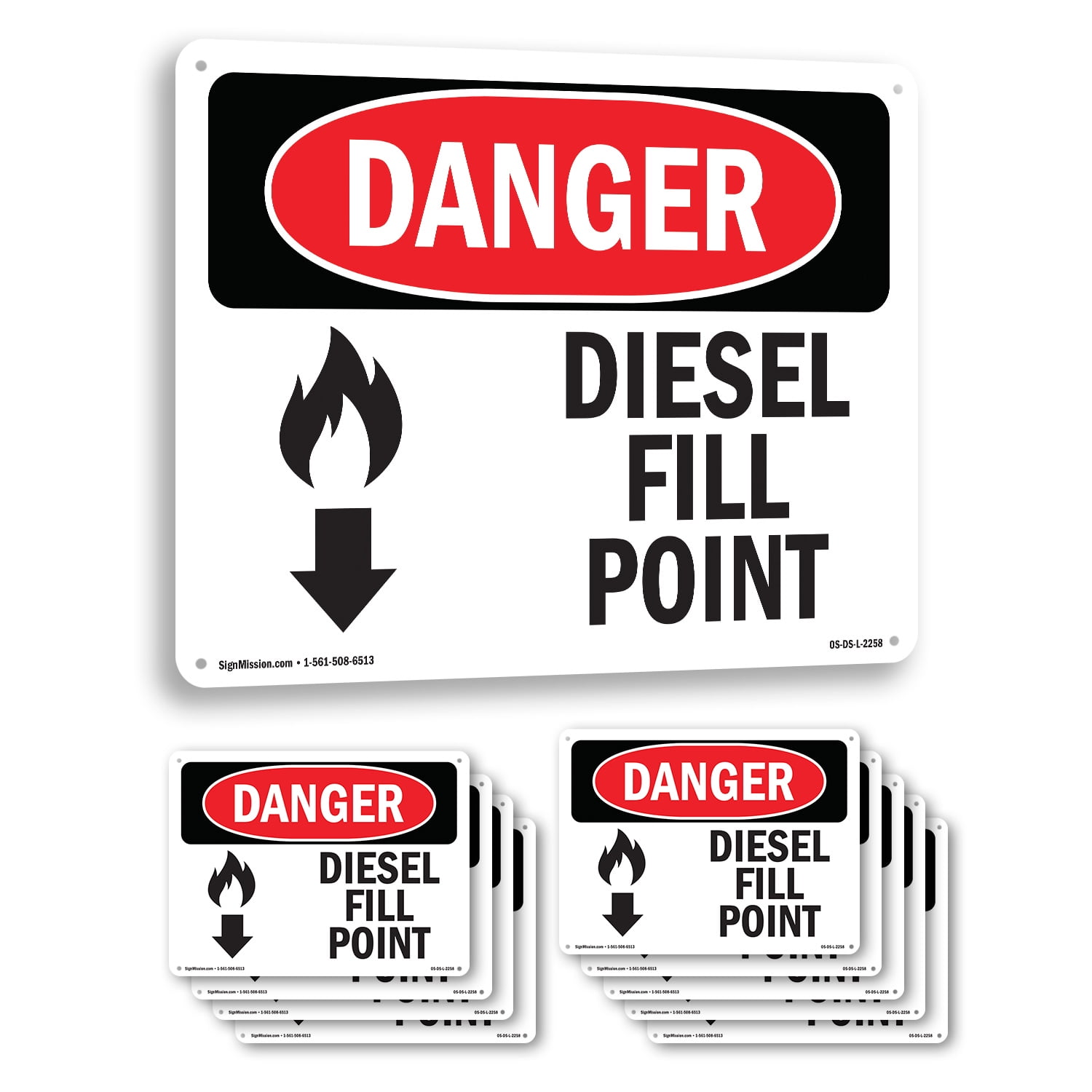 Diesel Fill Point [Down Arrow] OSHA Danger Aluminum Sign 14 Inch x 10 ...