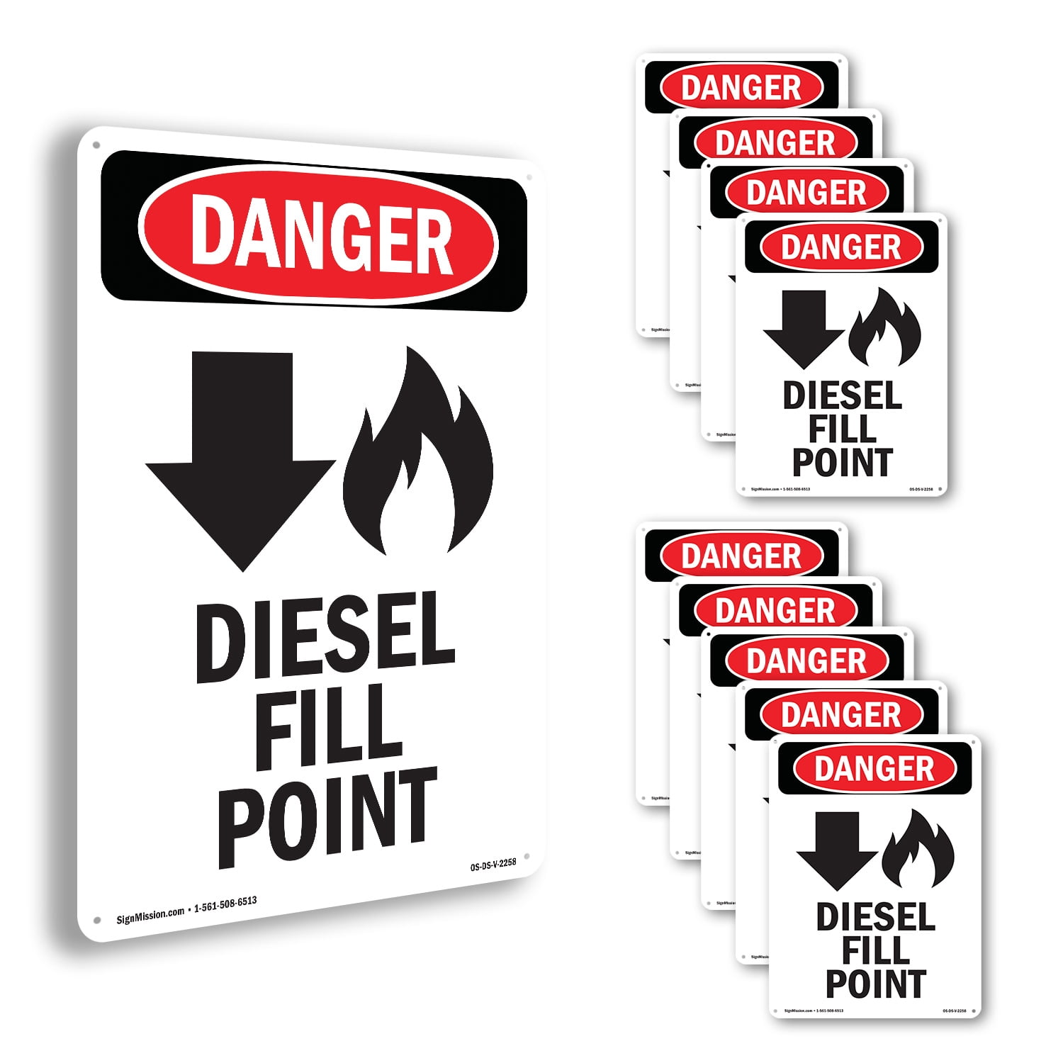 Diesel Fill Point OSHA Danger Aluminum Sign 10 Inch x 7 Inch - 10 Pack ...