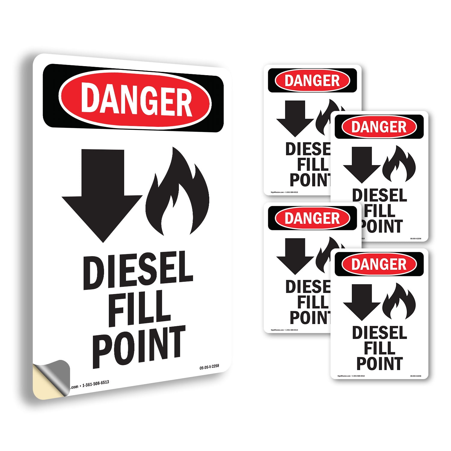 Diesel Fill Point OSHA Danger Vinyl Decal Label 10 Inch x 7 Inch - 5 ...