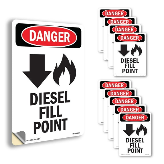Diesel Fill Point OSHA Danger Vinyl Decal Label 7 Inch x 5 Inch - 10 ...