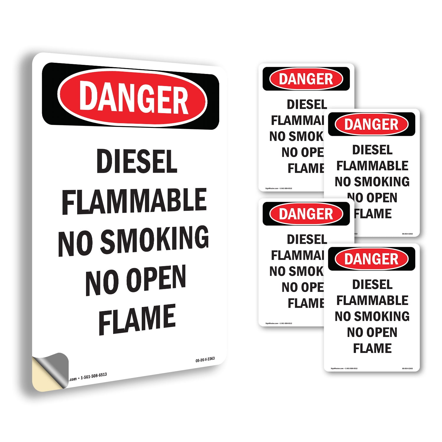 Diesel Flammable No Smoking No OSHA Danger Vinyl Decal Label 18 Inch x ...