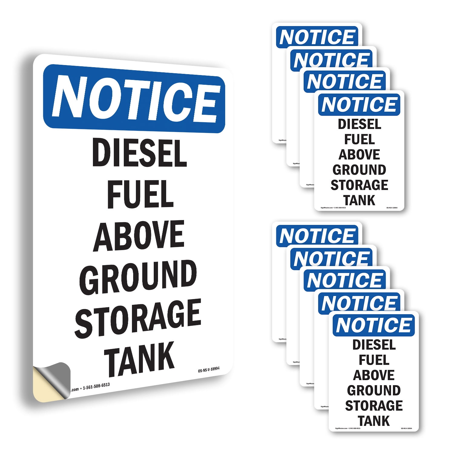 Diesel Fuel Above Ground Storage Tank OSHA Notice Vinyl Decal Label 18 ...