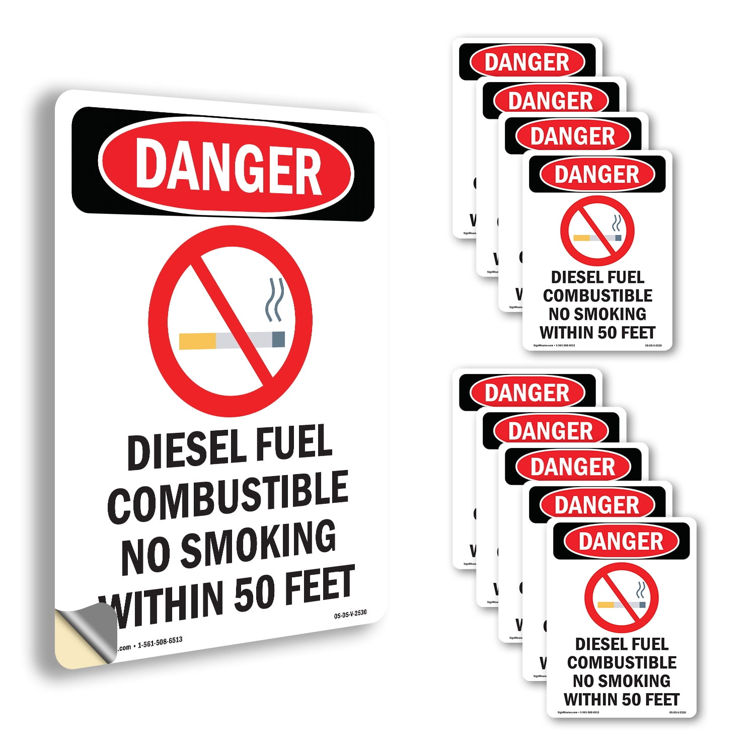 Diesel Fuel Combustible OSHA Danger Vinyl Decal Label 10 Inch x 7 Inch ...