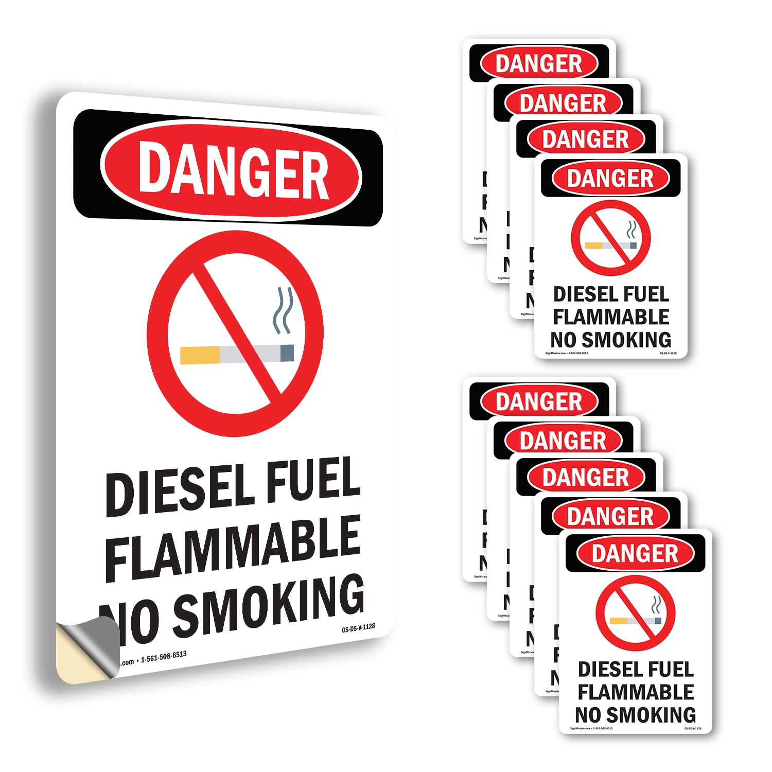 Diesel Fuel Flammable OSHA Danger Vinyl Decal Label 18 Inch x 12 Inch ...