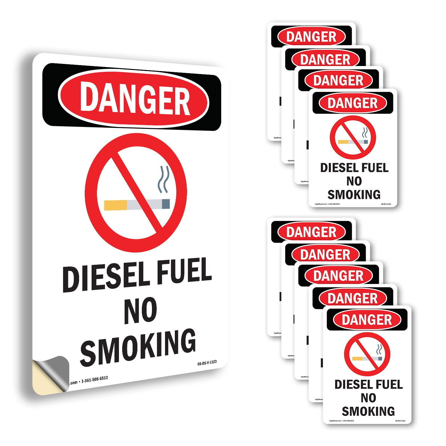 Diesel Fuel No Smoking OSHA Danger Vinyl Decal Label 18 Inch x 12 Inch ...