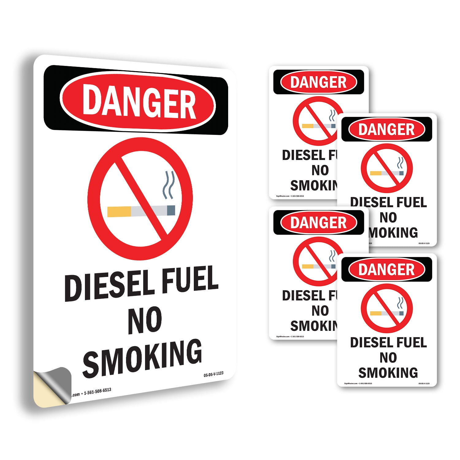 Diesel Fuel No Smoking OSHA Danger Vinyl Decal Label 18 Inch x 12 Inch ...