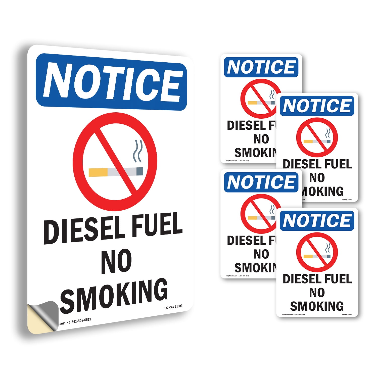 Diesel Fuel No Smoking With Symbol OSHA Notice Vinyl Decal Label 24 ...