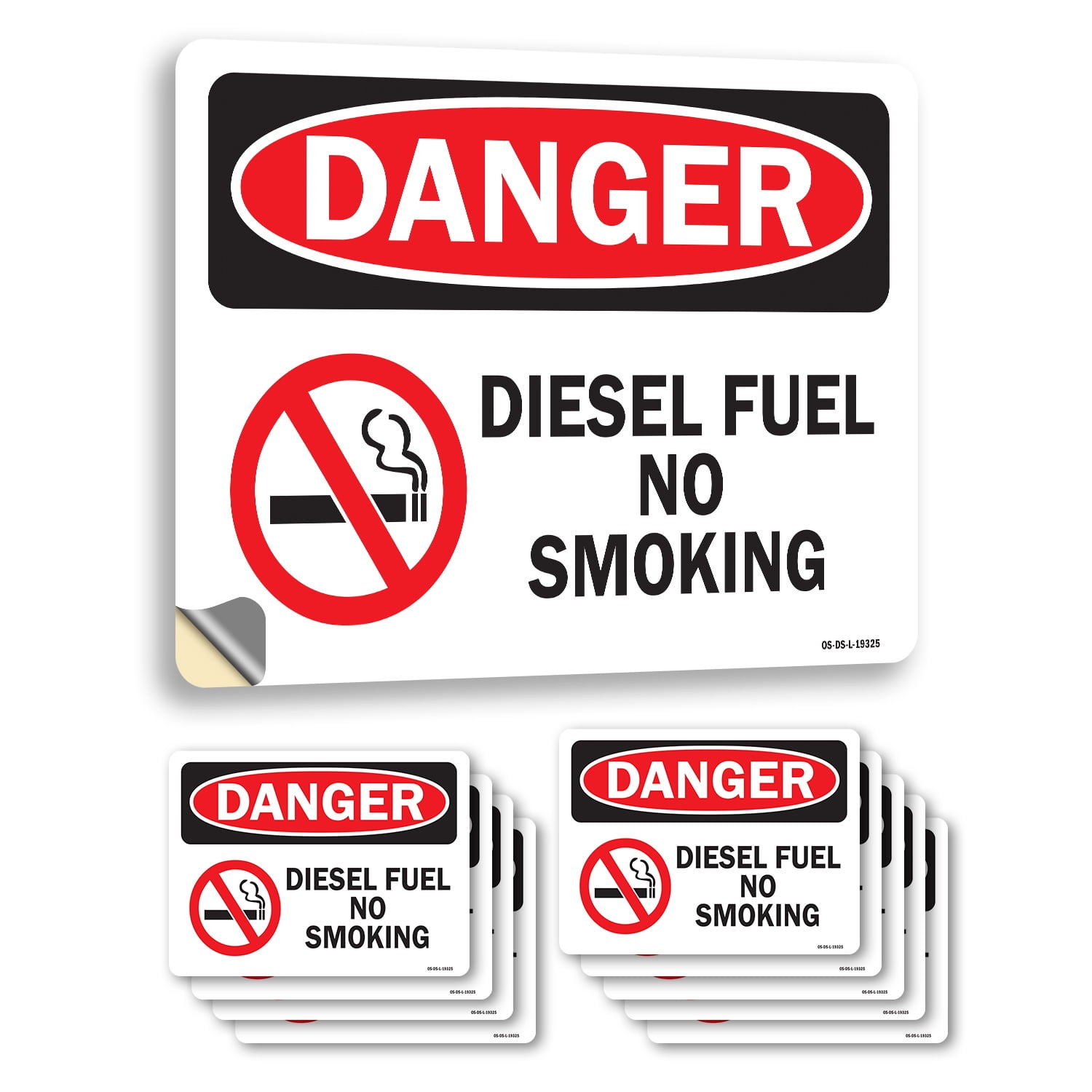 Diesel Fuel No Smoking with Graphic OSHA Danger Vinyl Decal Label 18 ...