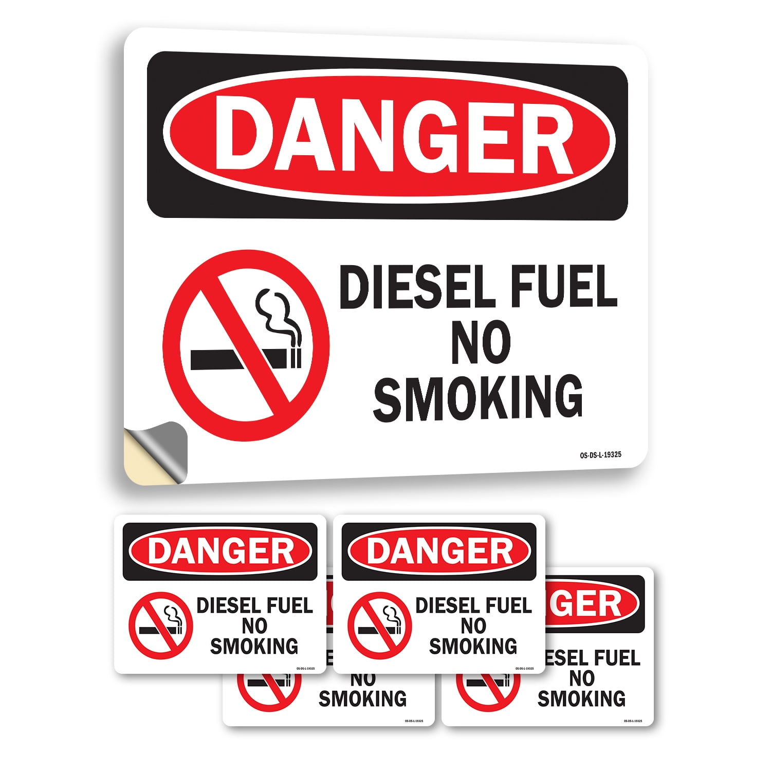 Diesel Fuel No Smoking with Graphic OSHA Danger Vinyl Decal Label 18 ...