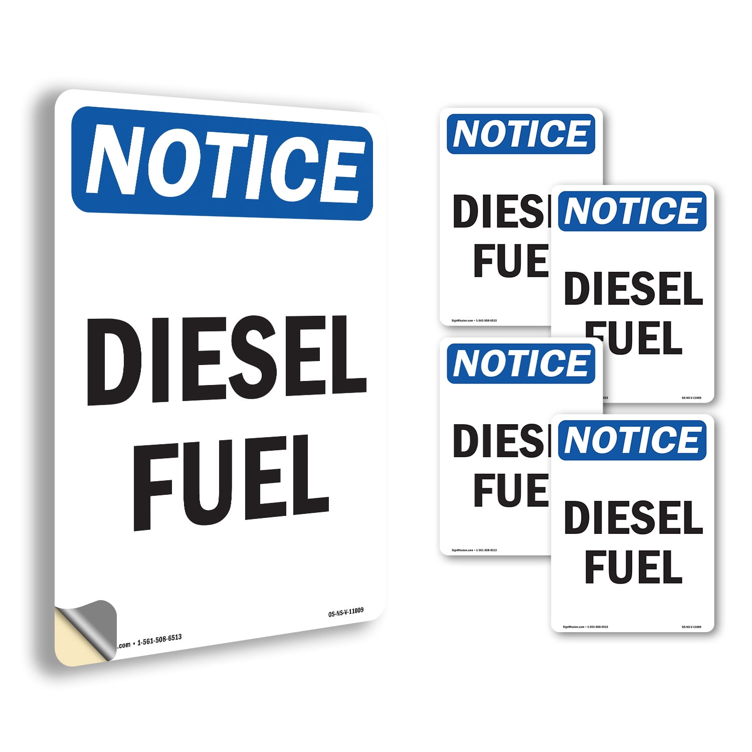 Diesel Fuel OSHA Notice Vinyl Decal Label 24 Inch x 18 Inch - 5 Pack ...