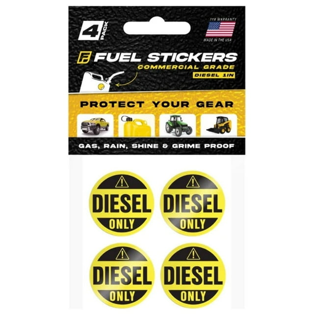 Diesel Fuel Only Sticker | 1 Round | 4 Labels | USA Made - Walmart.com