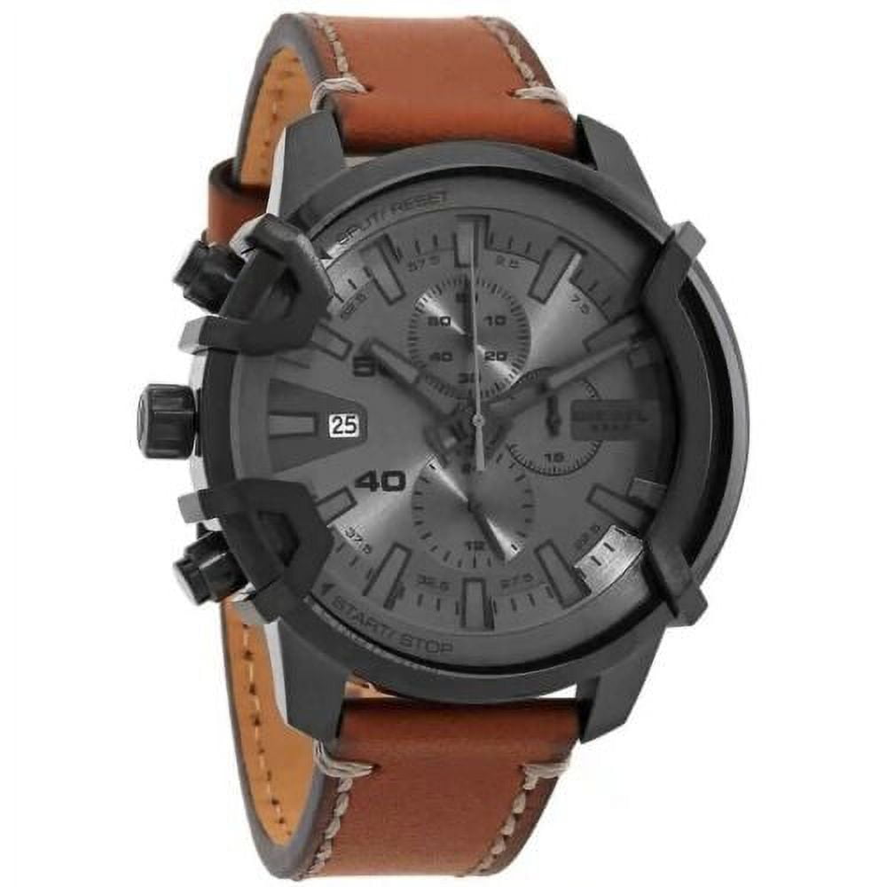 Diesel Griffed Men's Brown Leather Black Stainless Chronograph Watch ...